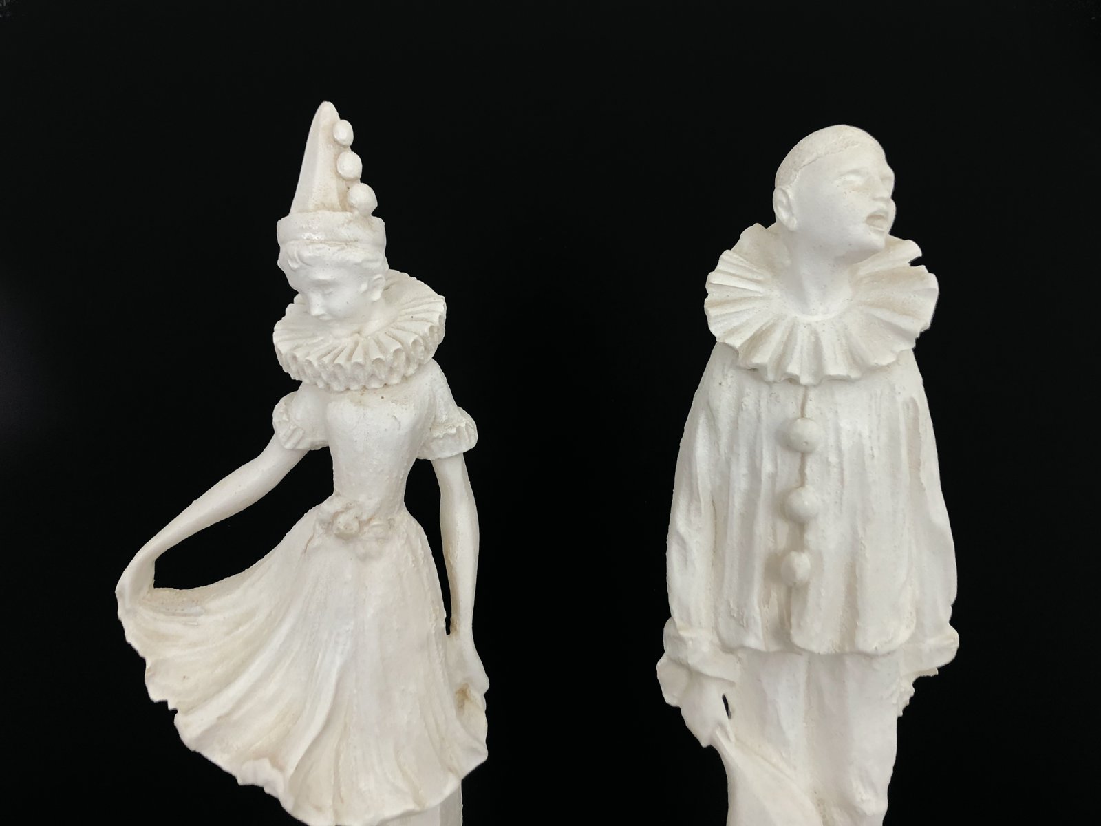 Art Deco Sculptures of Pierrot and Columbine in Salt Stone, 1960s for ...