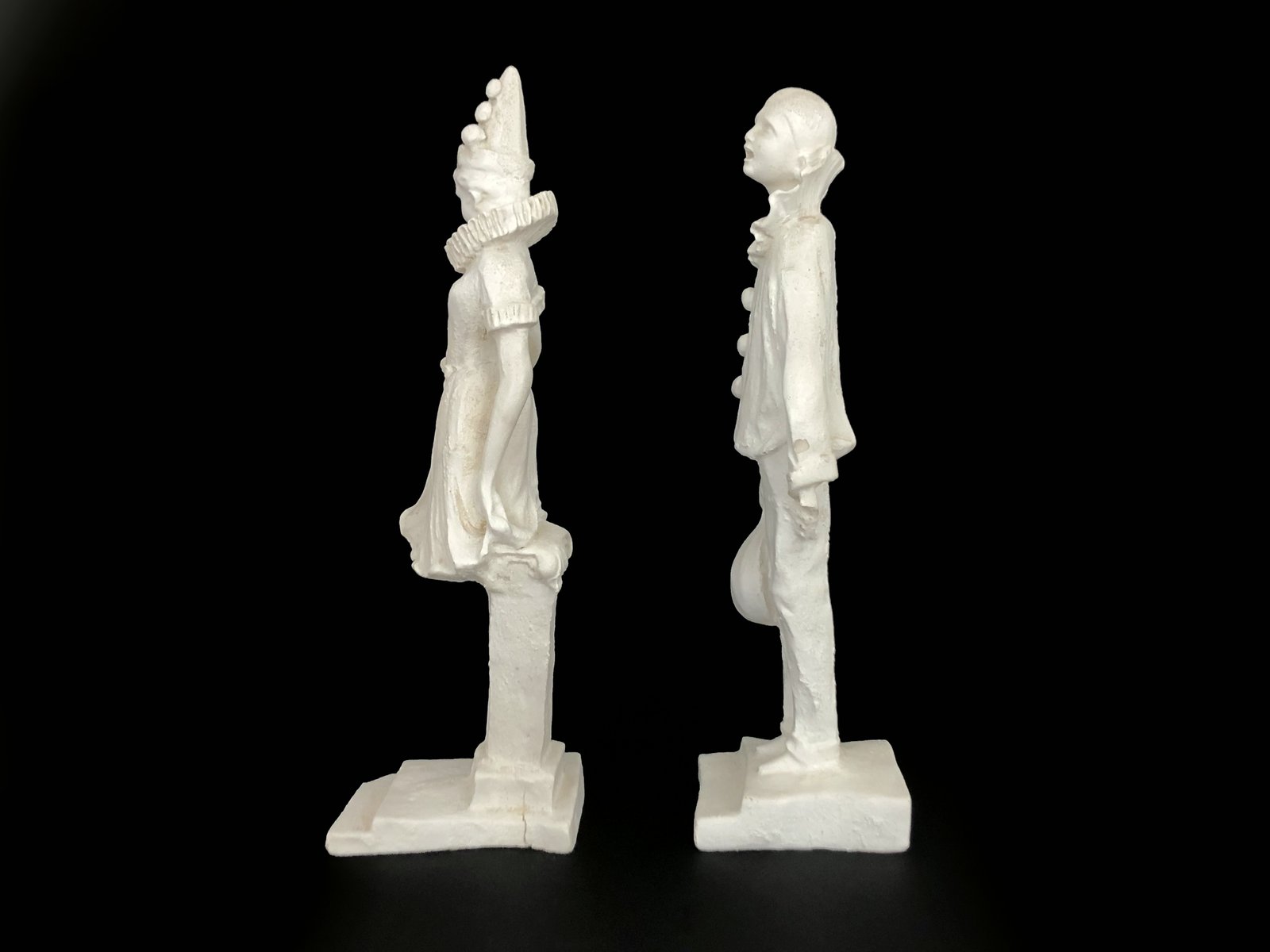 Art Deco Sculptures of Pierrot and Columbine in Salt Stone, 1960s for ...