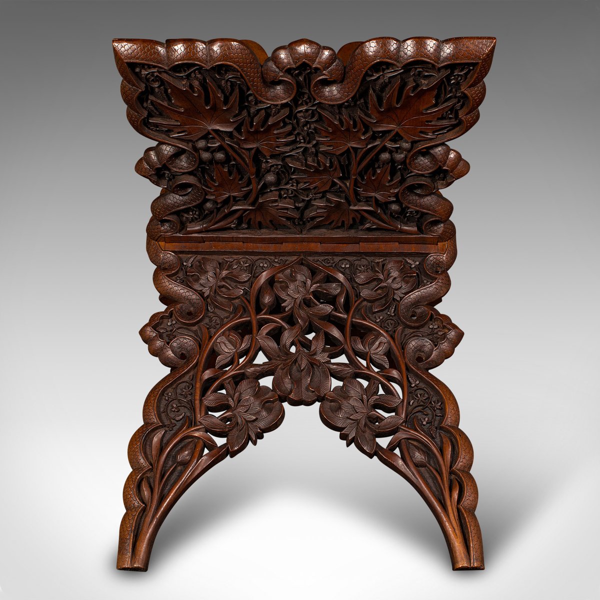 Burmese Teak Club Lounge Magazine Stand, 1890s for sale at Pamono