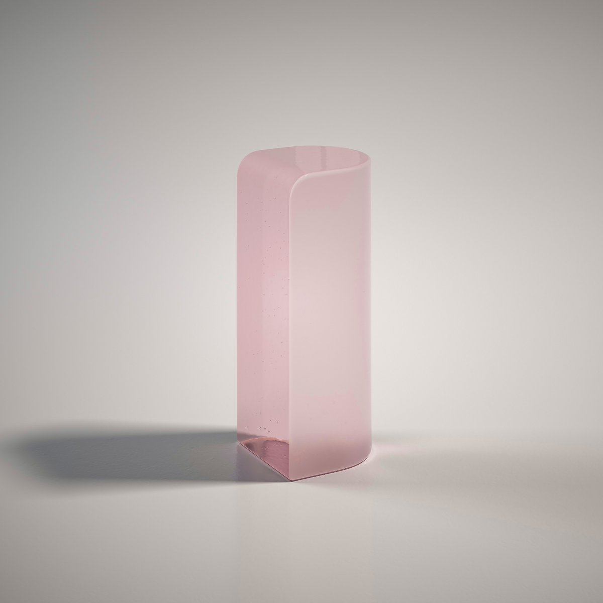 Olaf Pink Polished and Etched Cast Glass Sculptural Side Table by Fred ...