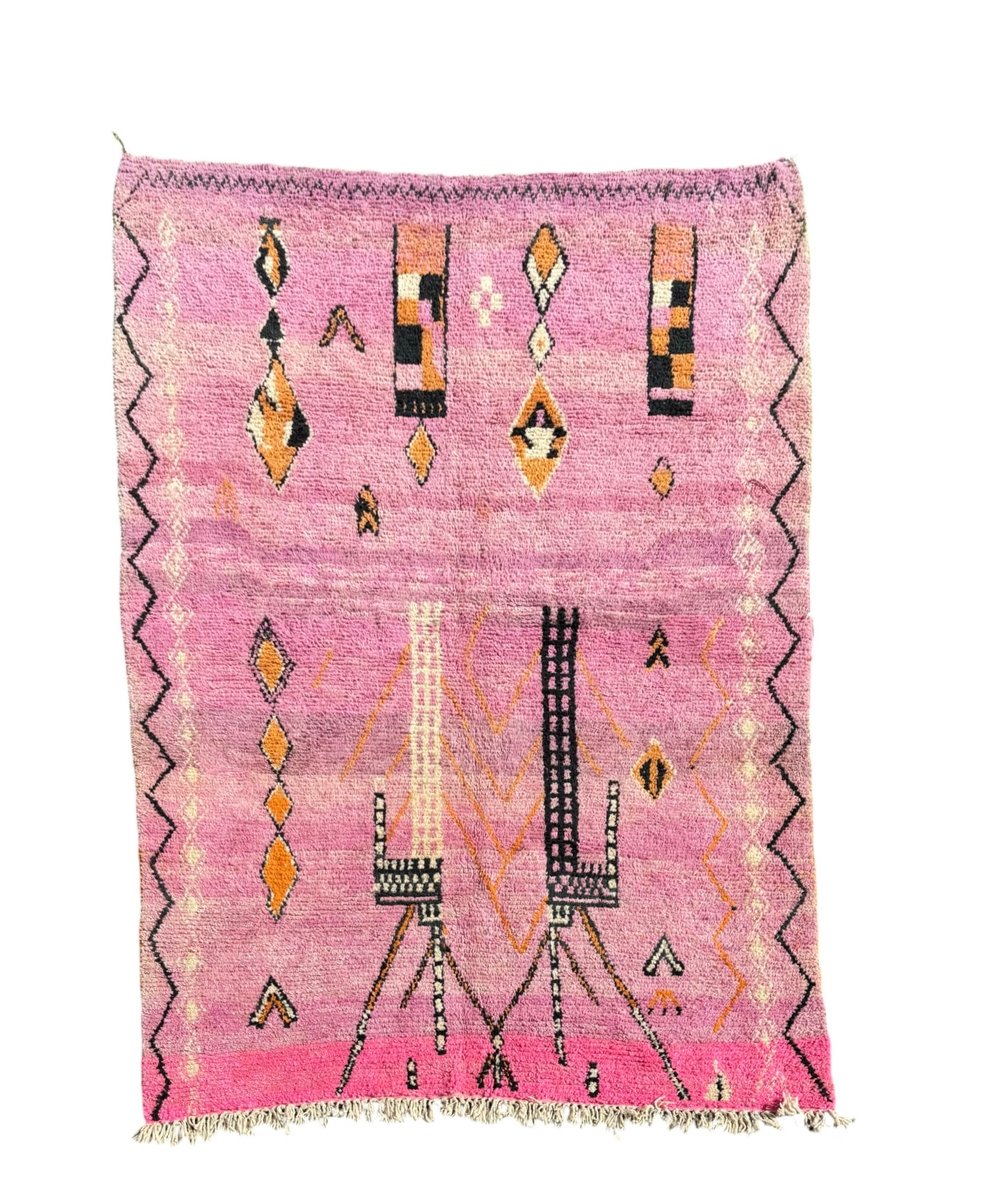 Moroccan Berber Rug in Pink with Geometric Tribal Patterns for sale at ...
