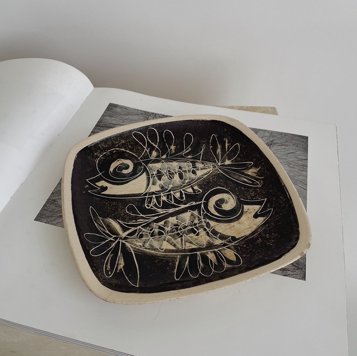 Mid-Century Chard Pottery Stoneware Dish-Plate with Fish Design for ...