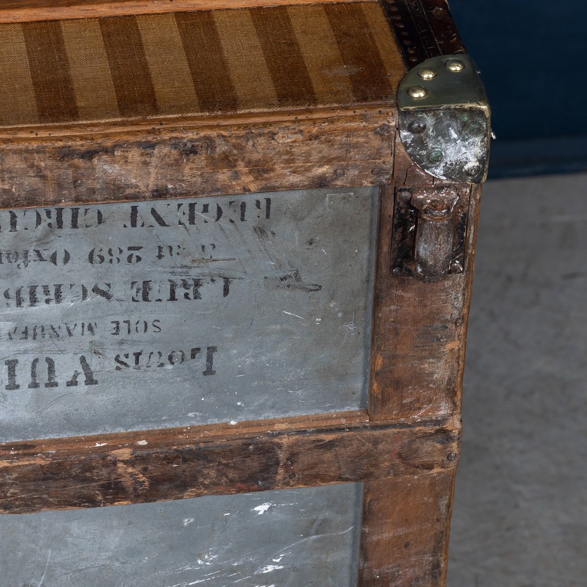 Antique French Courier Trunk in Striped Canvas from Louis Vuitton, 1885 ...