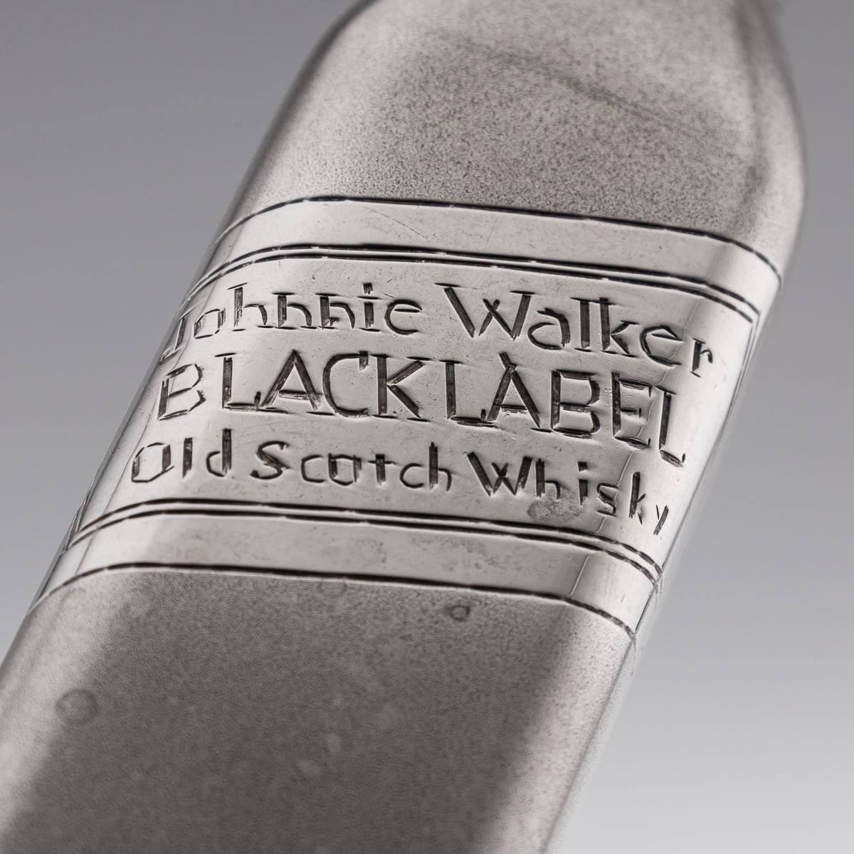 Novelty Silver Miniature Johnnie Walker Whisky Bottle for sale at Pamono