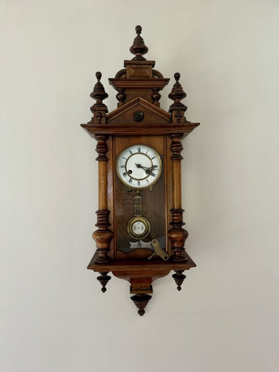 Antique Victorian Walnut Wall Clock, Vienna, 1880 for sale at Pamono