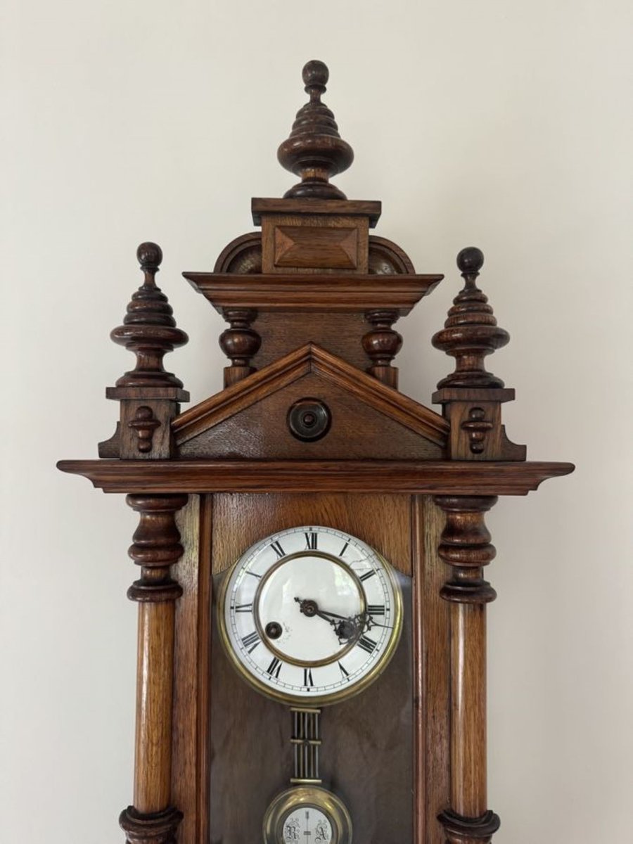 Antique Victorian Walnut Wall Clock, Vienna, 1880 for sale at Pamono