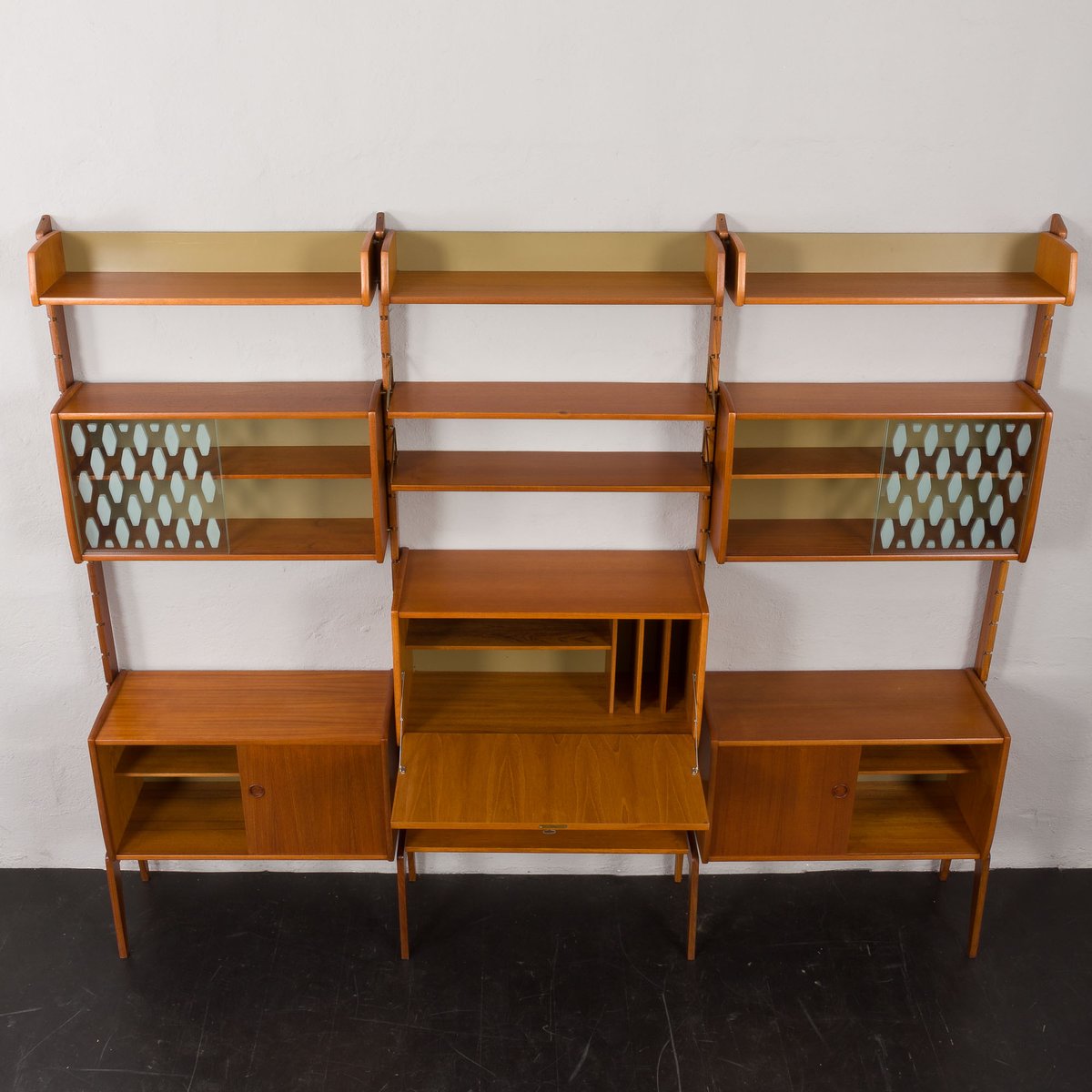 Three-Bay Free-Standing Teak Wall Unit by John Texmon, 1960s for sale ...