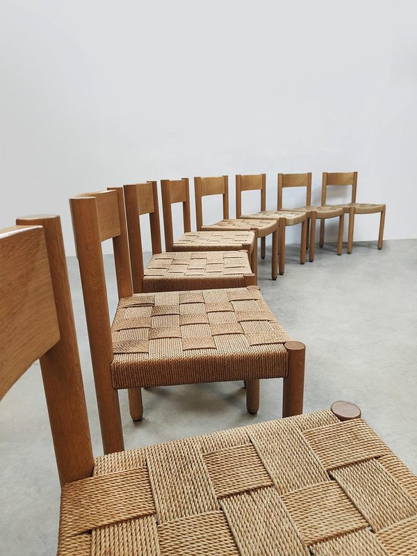 Vintage Oak Woven Rope Chairs by Robert & Trix Haussmann for Dietiker ...