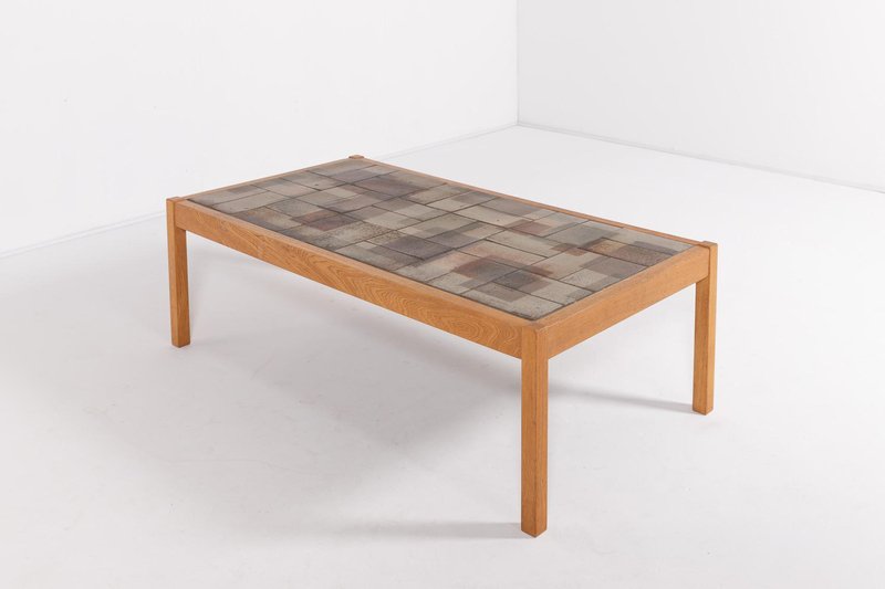 Danish Modern Ceramic Top Coffee Table from Sallingboe for sale at Pamono