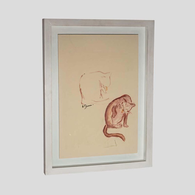 French Artist, Study of Cat, 1940s, Lithograph for sale at Pamono