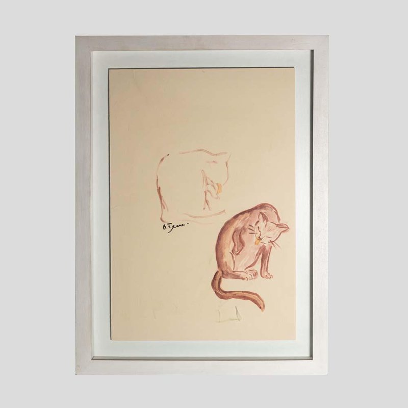 French Artist, Study of Cat, 1940s, Lithograph for sale at Pamono