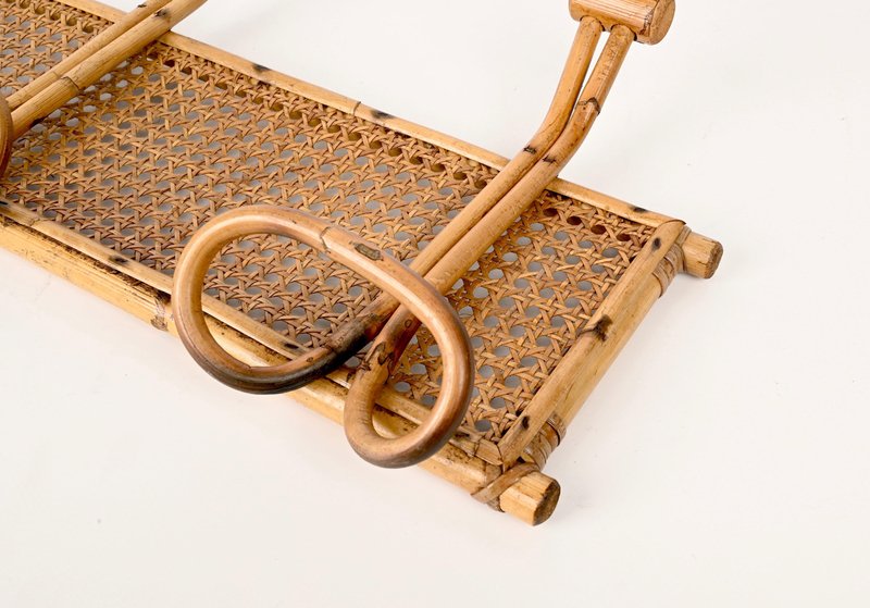 Vintage French Riviera Rattan and Bamboo Canes Wicker Coat Rack, 1960s ...