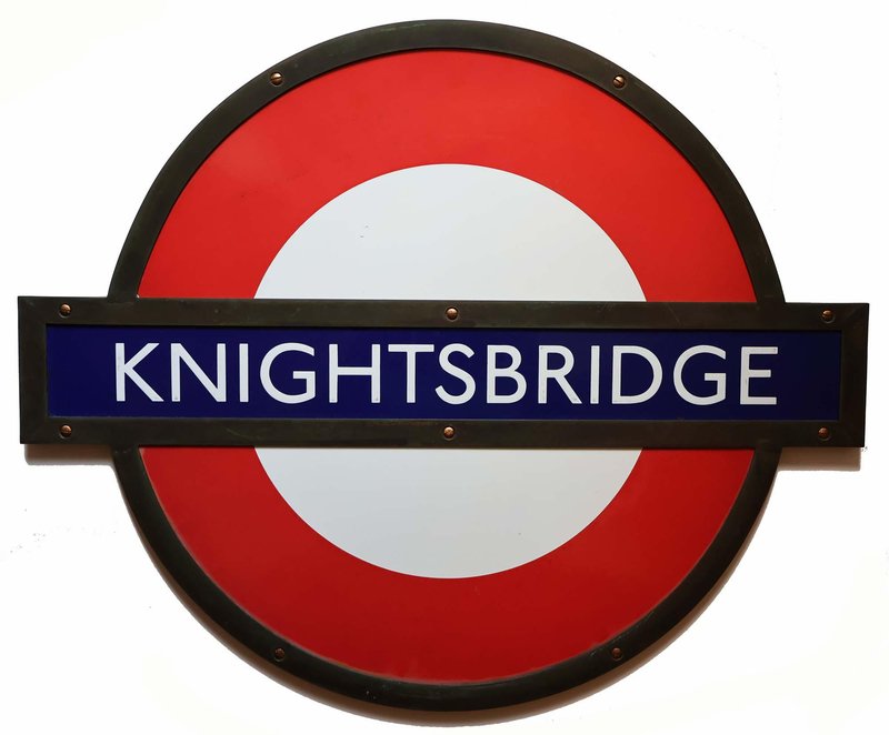 Roundel Knightsbridge Tube Station Sign, 1940s for sale at Pamono