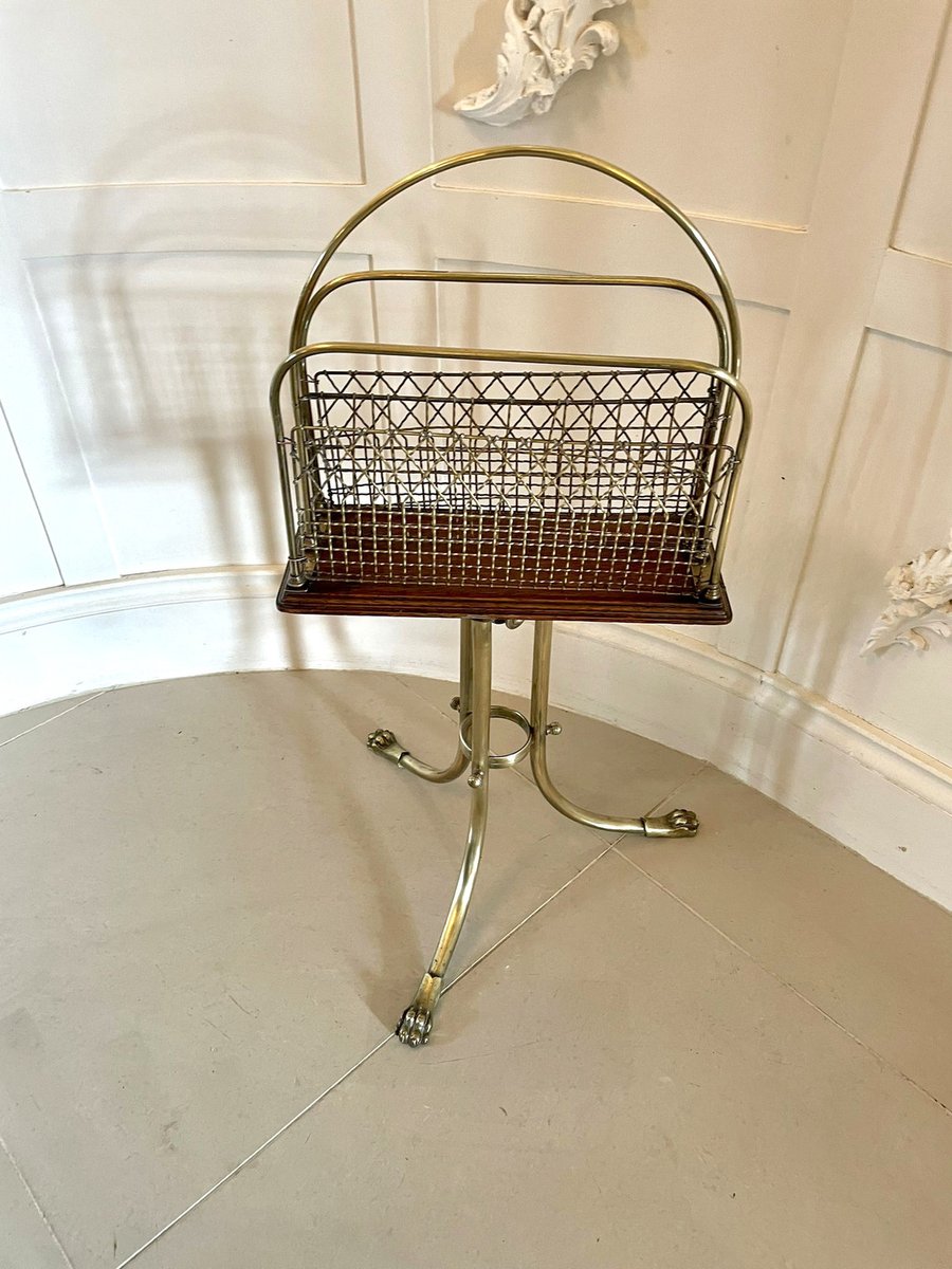Victorian Brass and Mahogany Revolving Magazine Stand, 1860s for sale ...