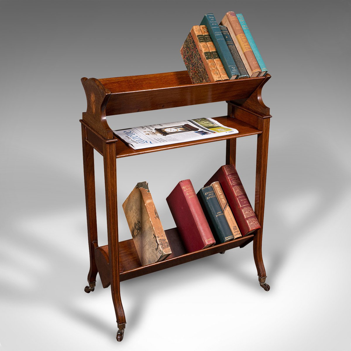 Edwardian English Walnut Book Trough Stand, 1890s for sale at Pamono