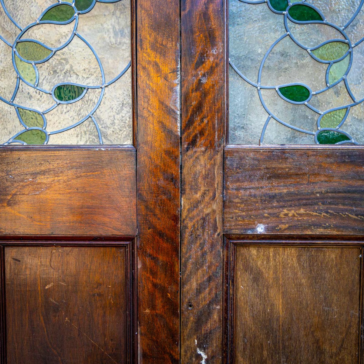 Double Doors with Stained Glass Windows, Early 20th Century, Set of 2 ...