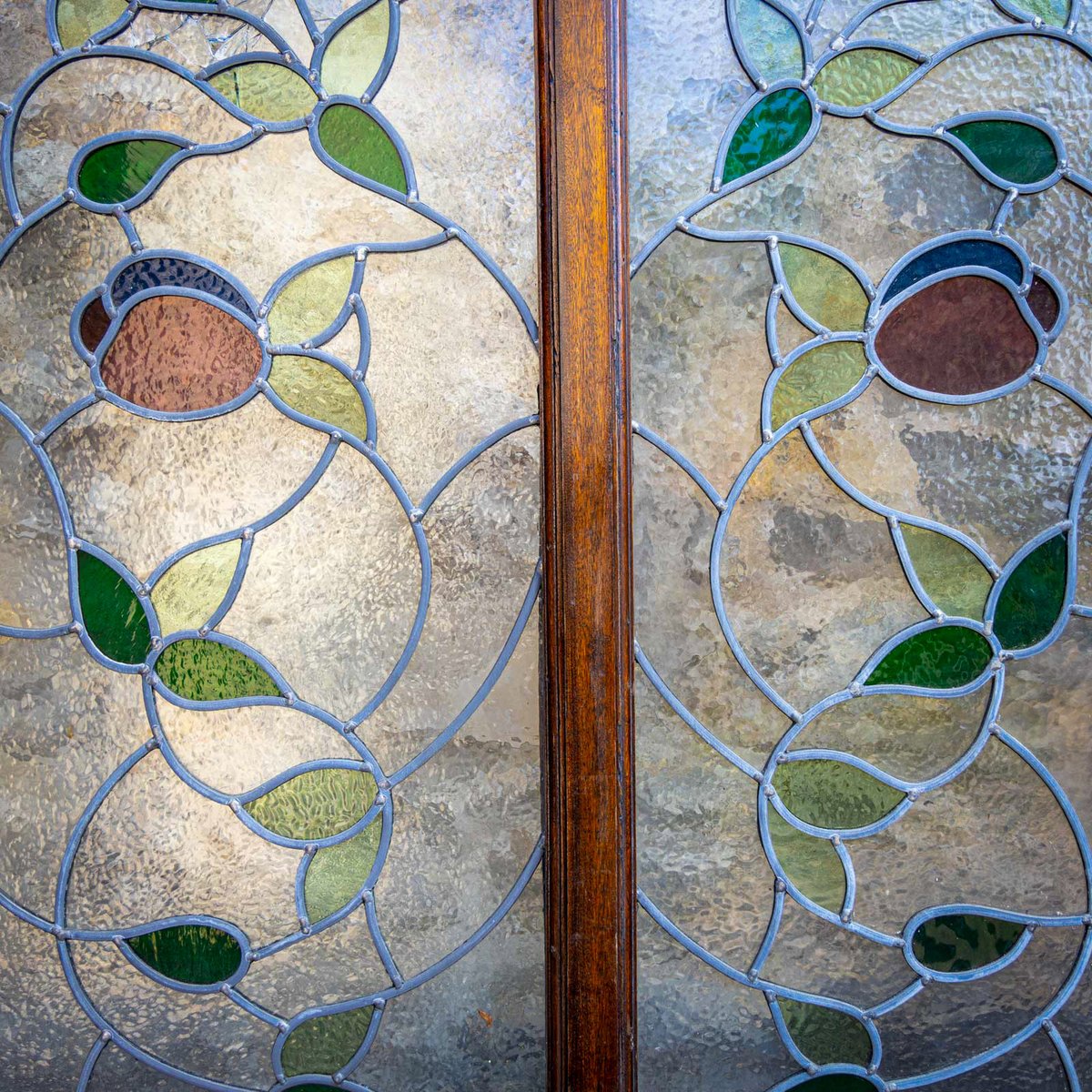 Double Doors with Stained Glass Windows, Early 20th Century, Set of 2 ...