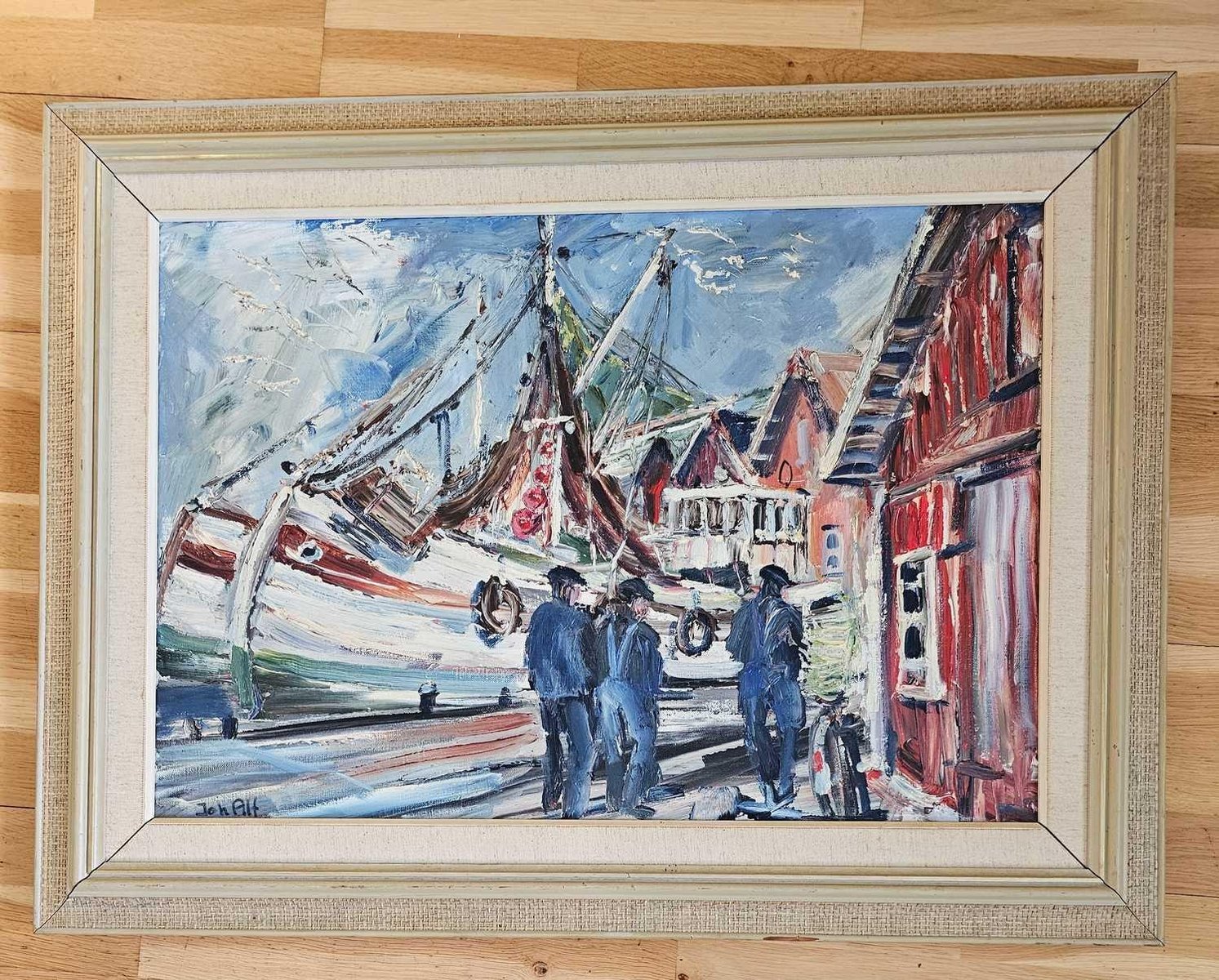 Alf Johanson, Harbour, 1960s, Oil on Canvas, Framed for sale at Pamono