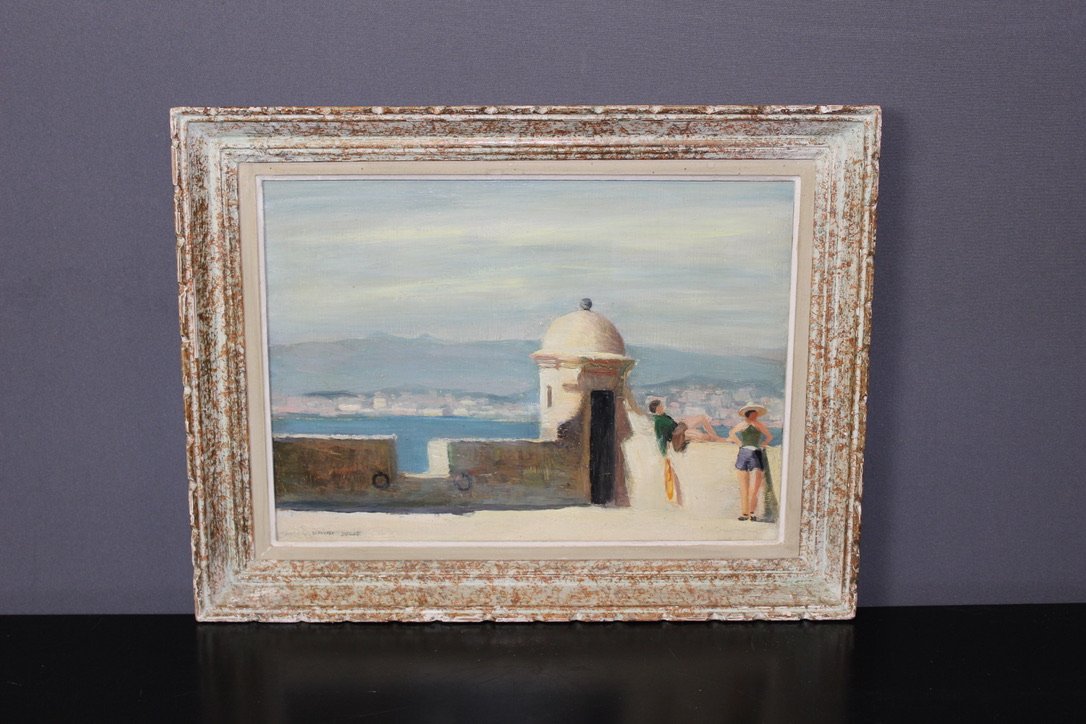 Henri Julié, Relaxing on the Ramparts, 1940s, Oil on Panel for sale at ...