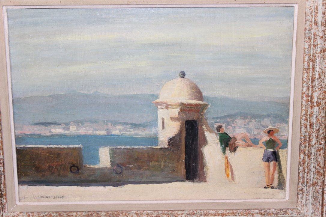 Henri Julié, Relaxing on the Ramparts, 1940s, Oil on Panel for sale at ...