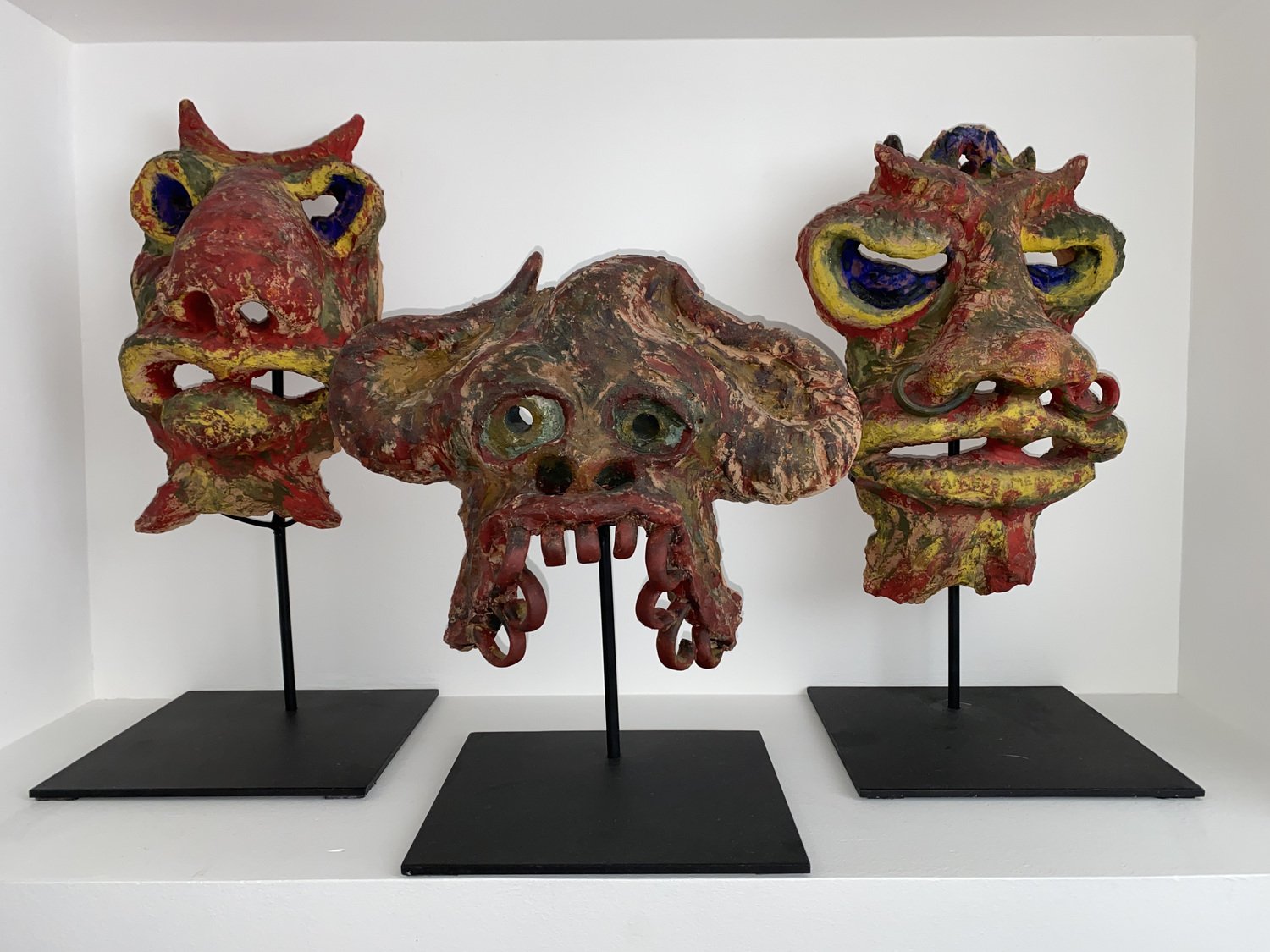 Angelo Méani (1906-1977), Art Brut Sculptures, 46cm, Painted Terracotta ...