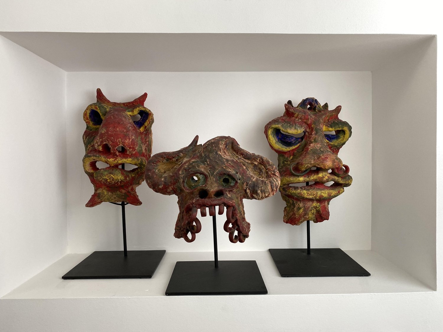 Angelo Méani (1906-1977), Art Brut Sculptures, 46cm, Painted Terracotta ...