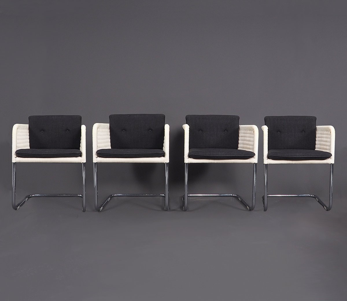 Tecta D43 White Cantilever Chairs, 1980s, Set of 4 for sale at Pamono