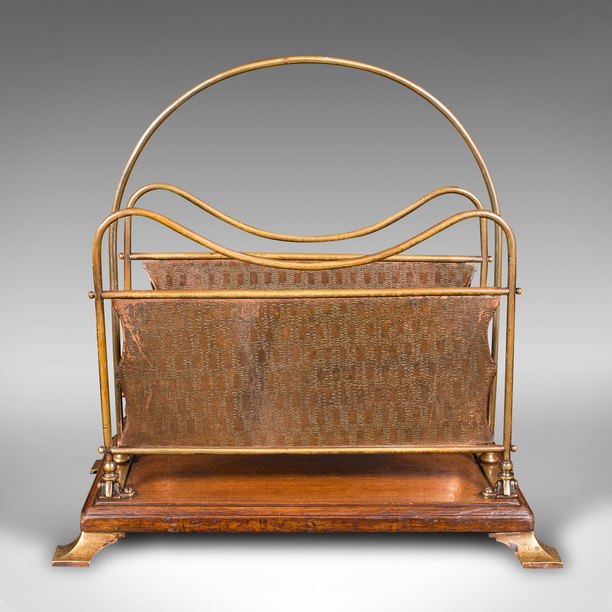 Antique French Newspaper Rack in Brass, Copper & Walnut, 1890s for sale ...