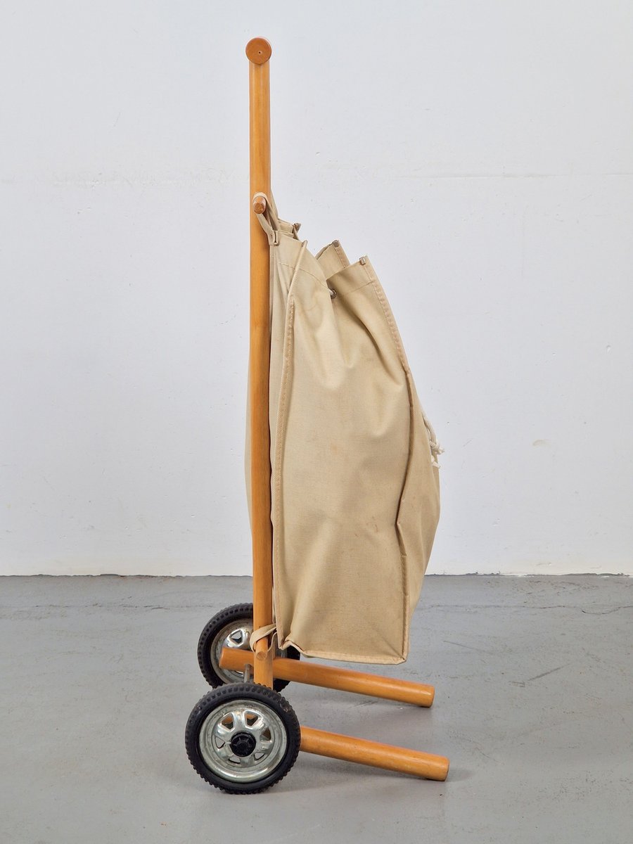 Vintage Beech Wood & Canvas Bag Shopping Trolley Cart, 1960s for sale ...