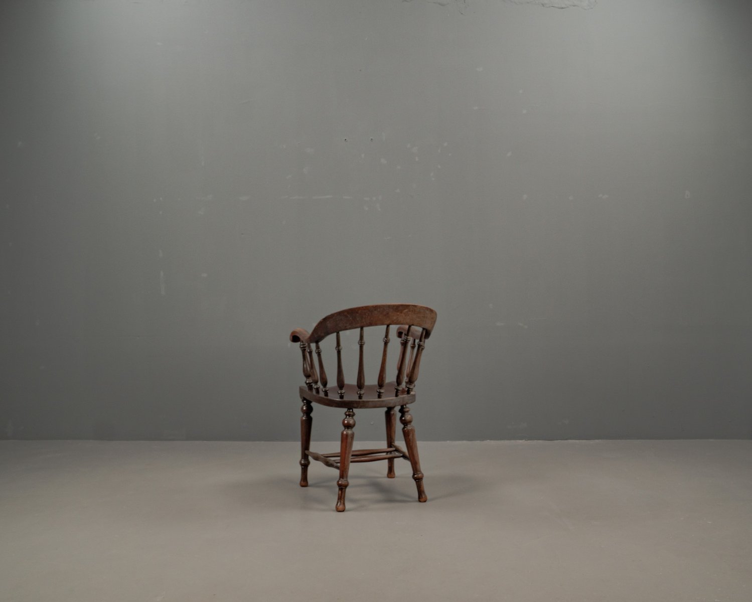 Antique English Mahogany Wood Captains Chair, 1890s for sale at Pamono