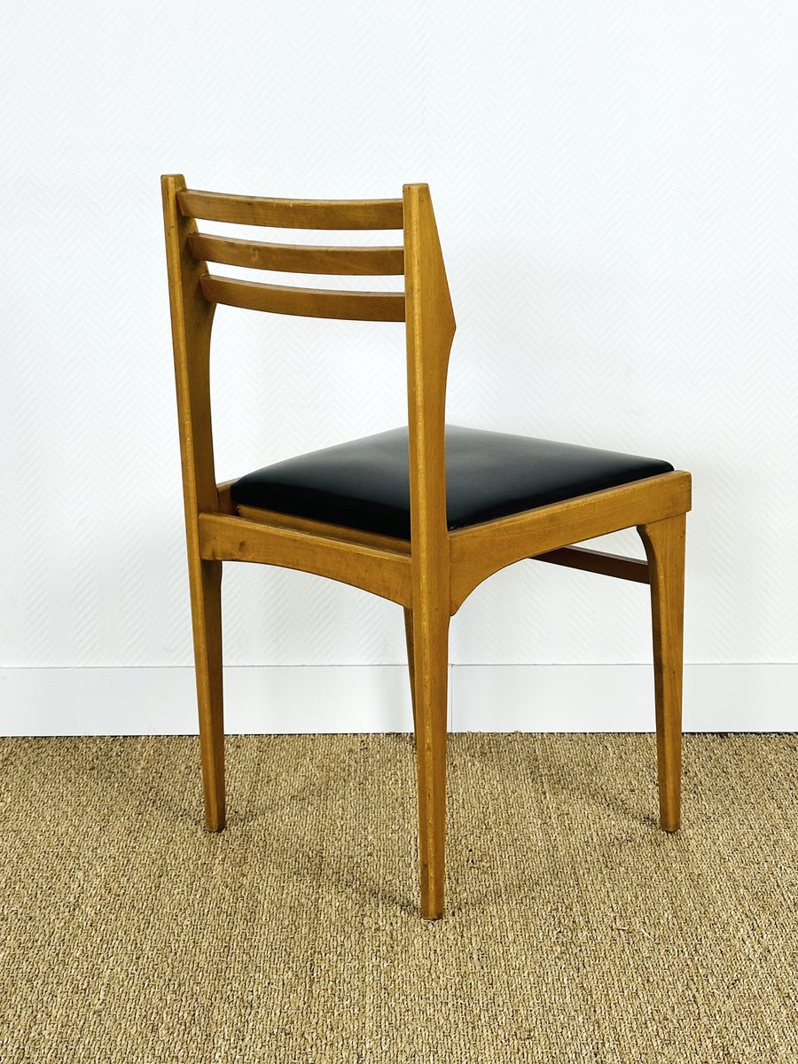 Vintage Scandinavian Chair in Teak and Leather, 1960s for sale at Pamono