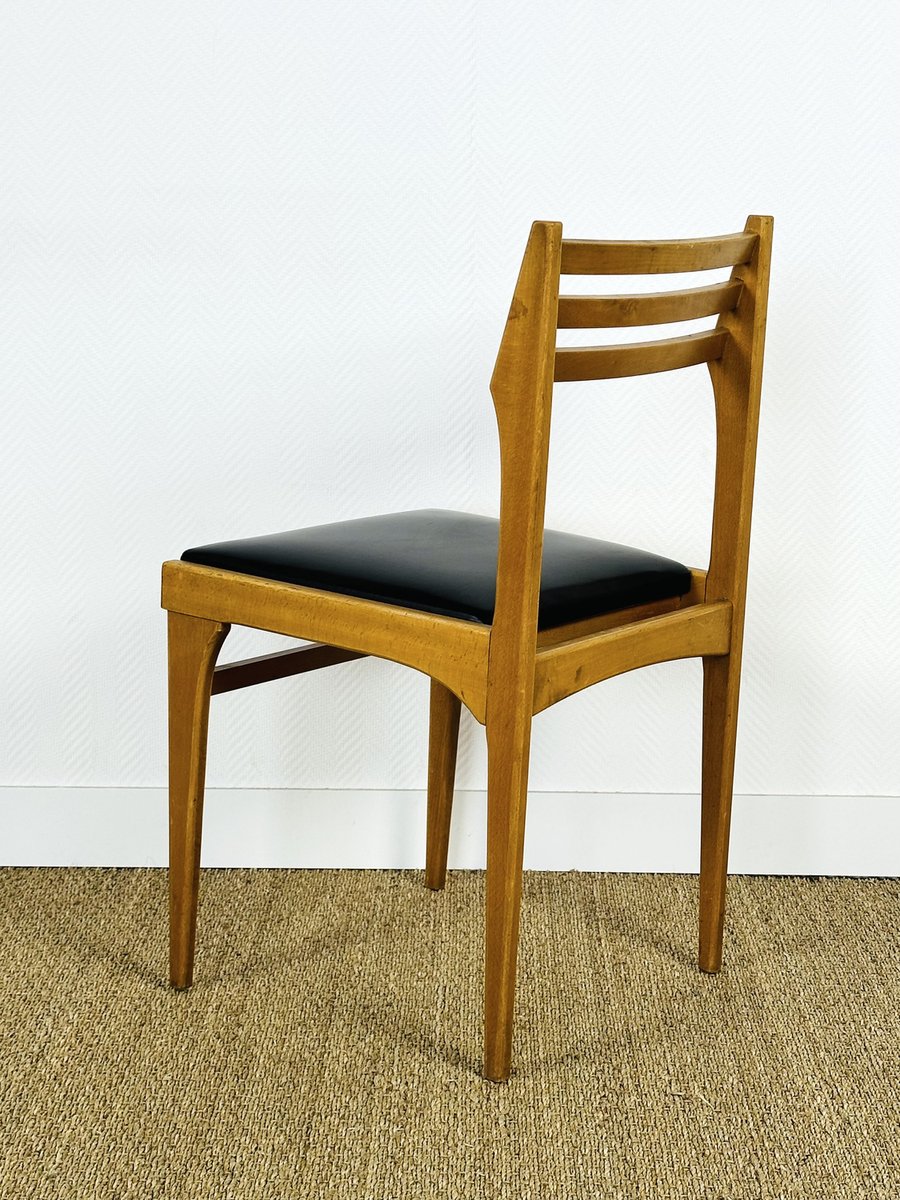 Vintage Scandinavian Chair in Teak and Leather, 1960s for sale at Pamono