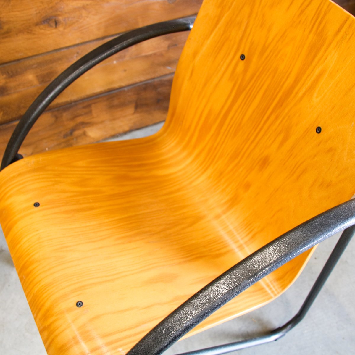 Vintage Armchair in Metal and Wood, 1980s for sale at Pamono