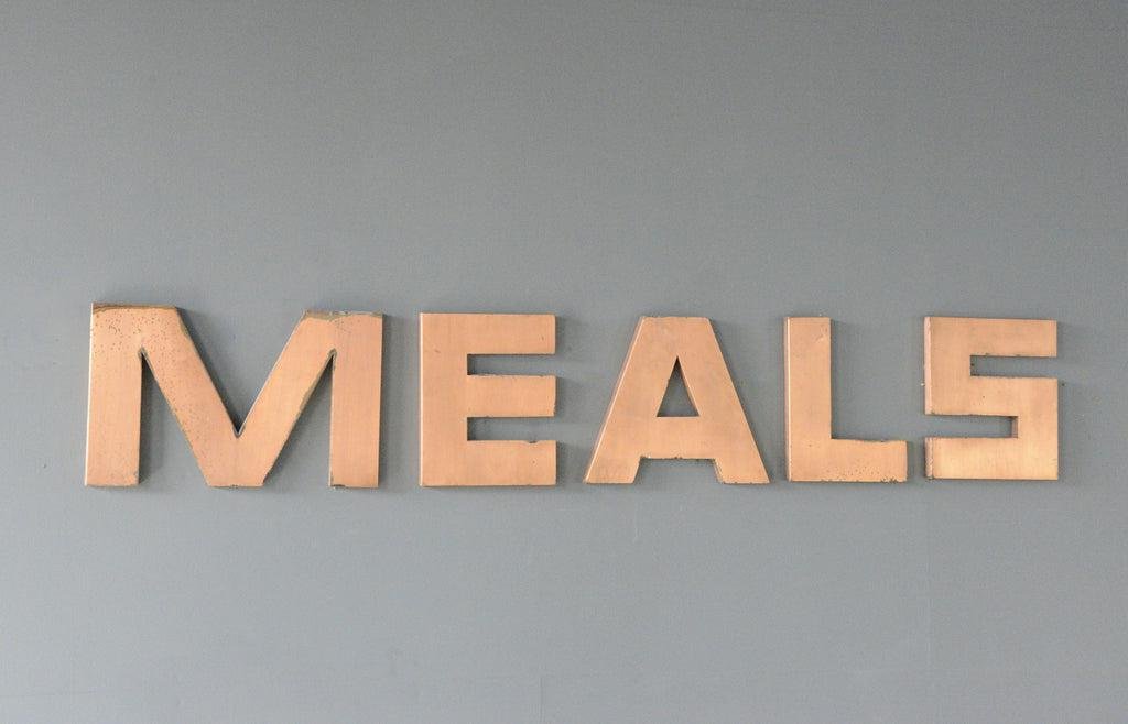 Large Copper Meals Sign, 1960s for sale at Pamono