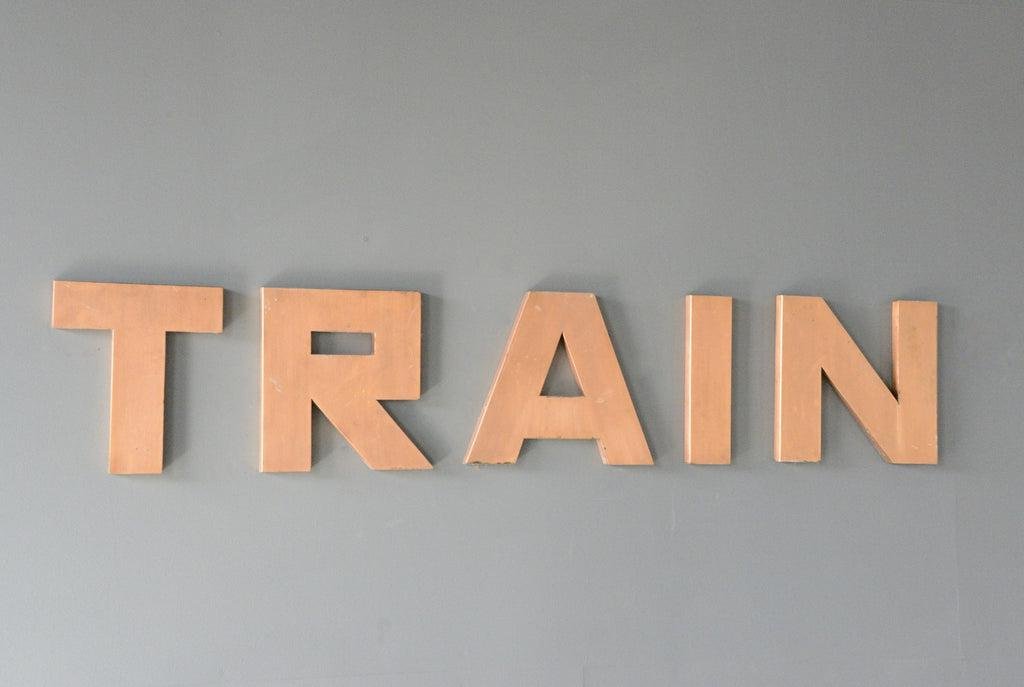 Large Copper Train Sign, 1960s for sale at Pamono