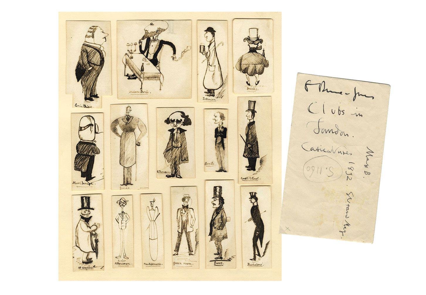 Max Beerbohm, London Club Types, Late 19th Century, Pen & Ink Drawings ...