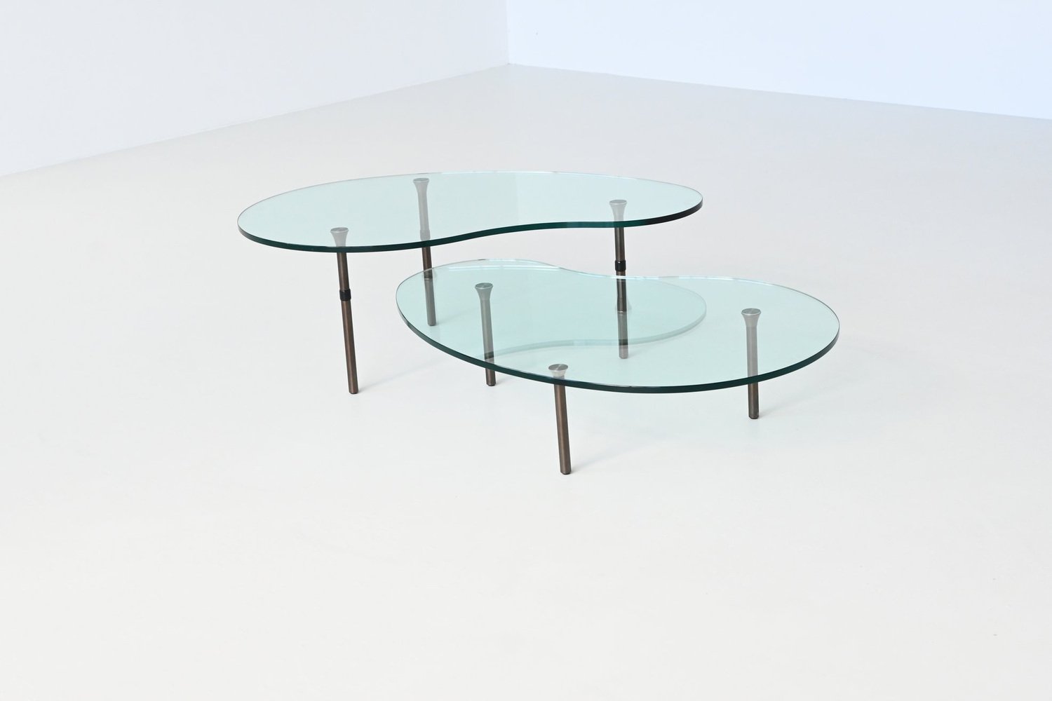 Ambo Coffee Tables in Glass by Enzo Mari for Zanotta, 1987, Set of 2 ...