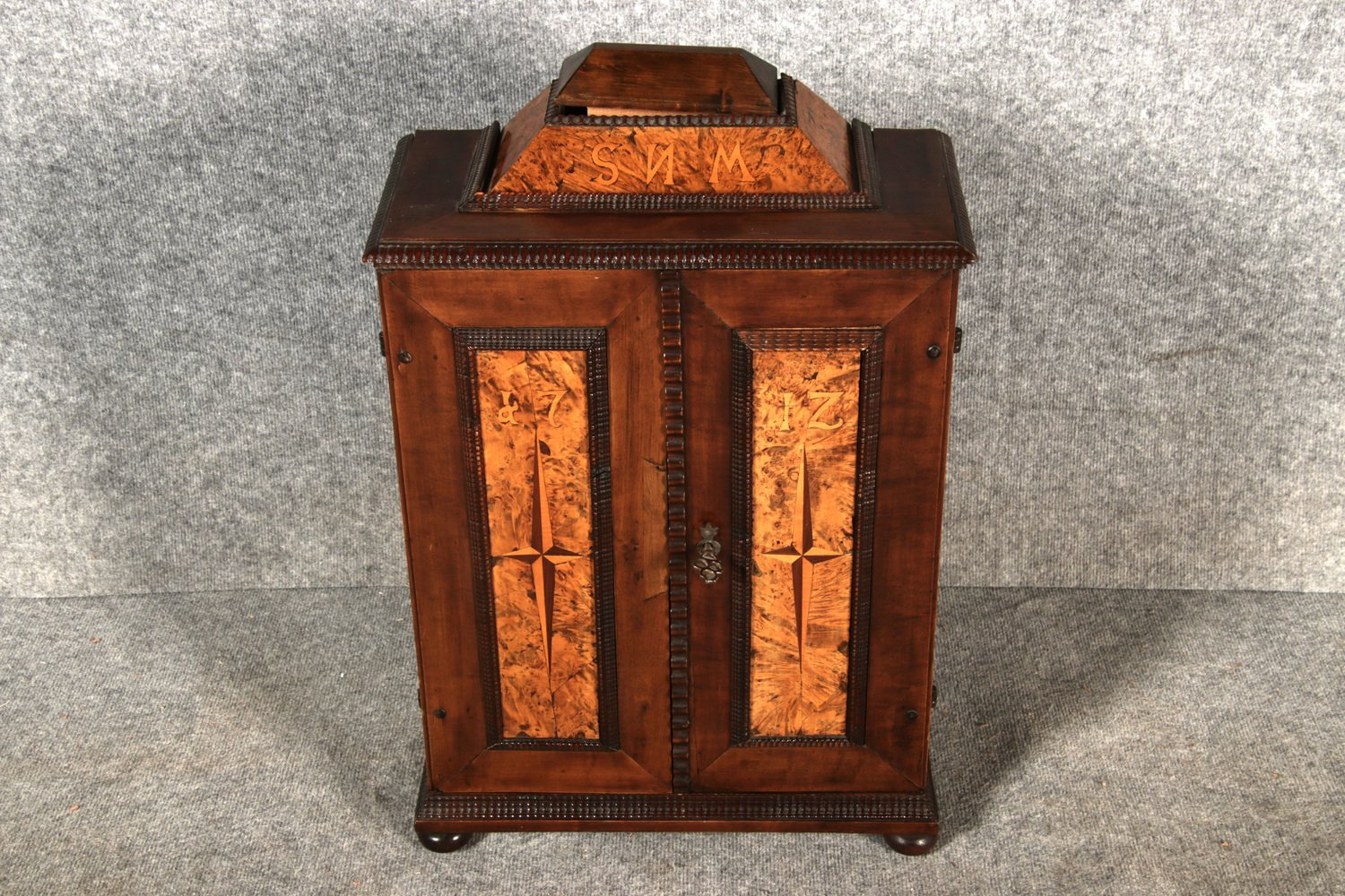 Small Renaissance Cabinet in Chiselled Iron & Walnut for sale at Pamono