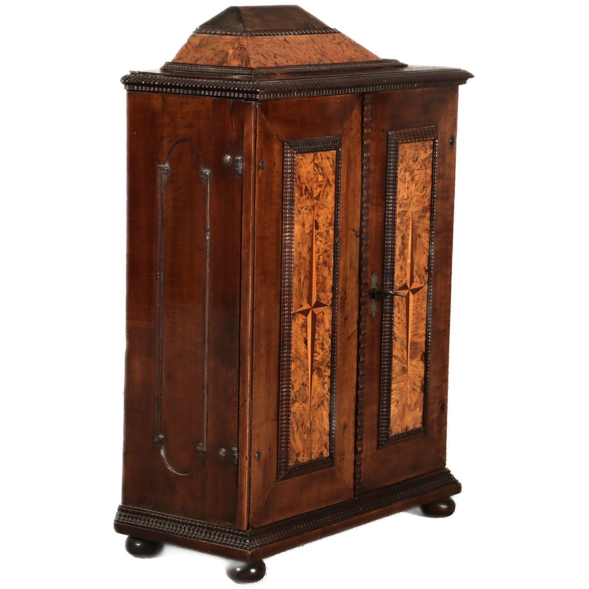 Small Renaissance Cabinet in Chiselled Iron & Walnut for sale at Pamono