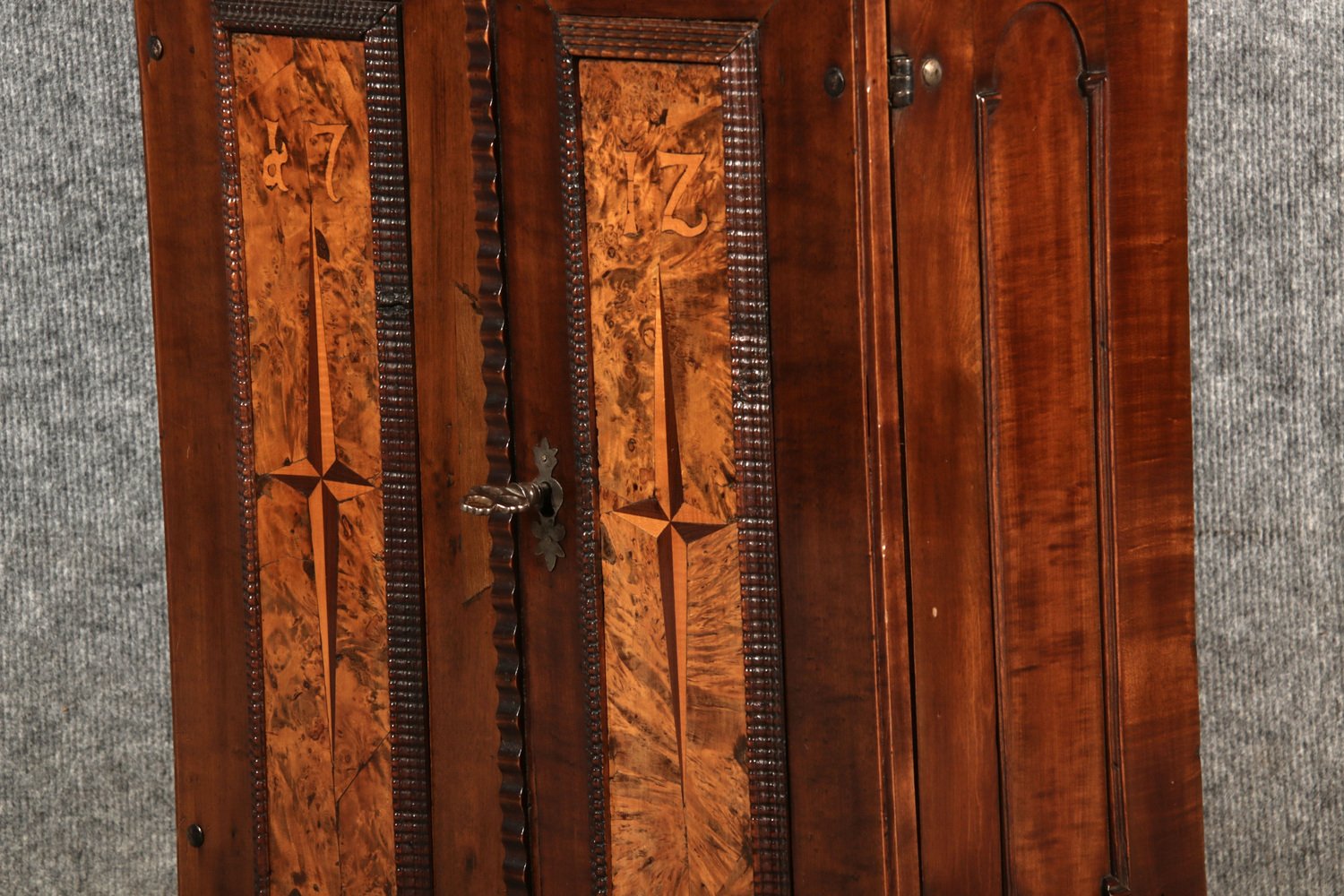 Small Renaissance Cabinet in Chiselled Iron & Walnut for sale at Pamono