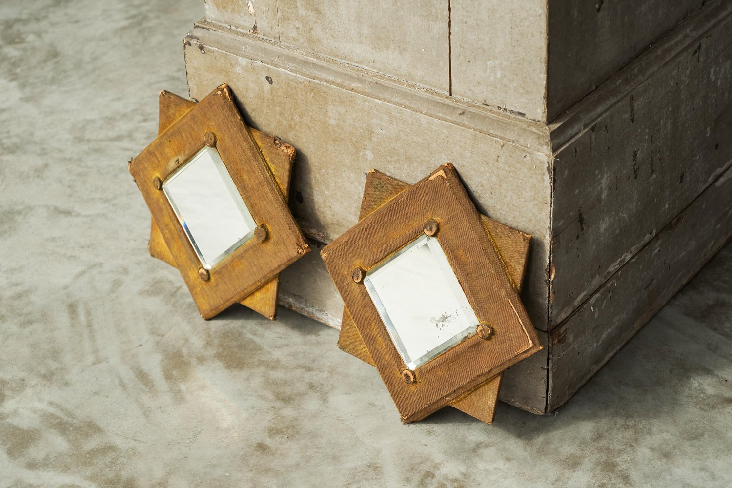 Star Shaped Wall Mirrors in Faded Velvet, Late 19th Century, Set of 2 ...