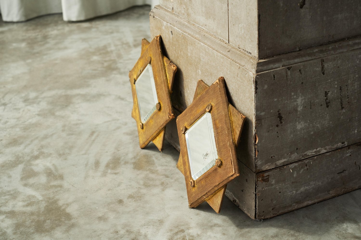 Star Shaped Wall Mirrors in Faded Velvet, Late 19th Century, Set of 2 ...