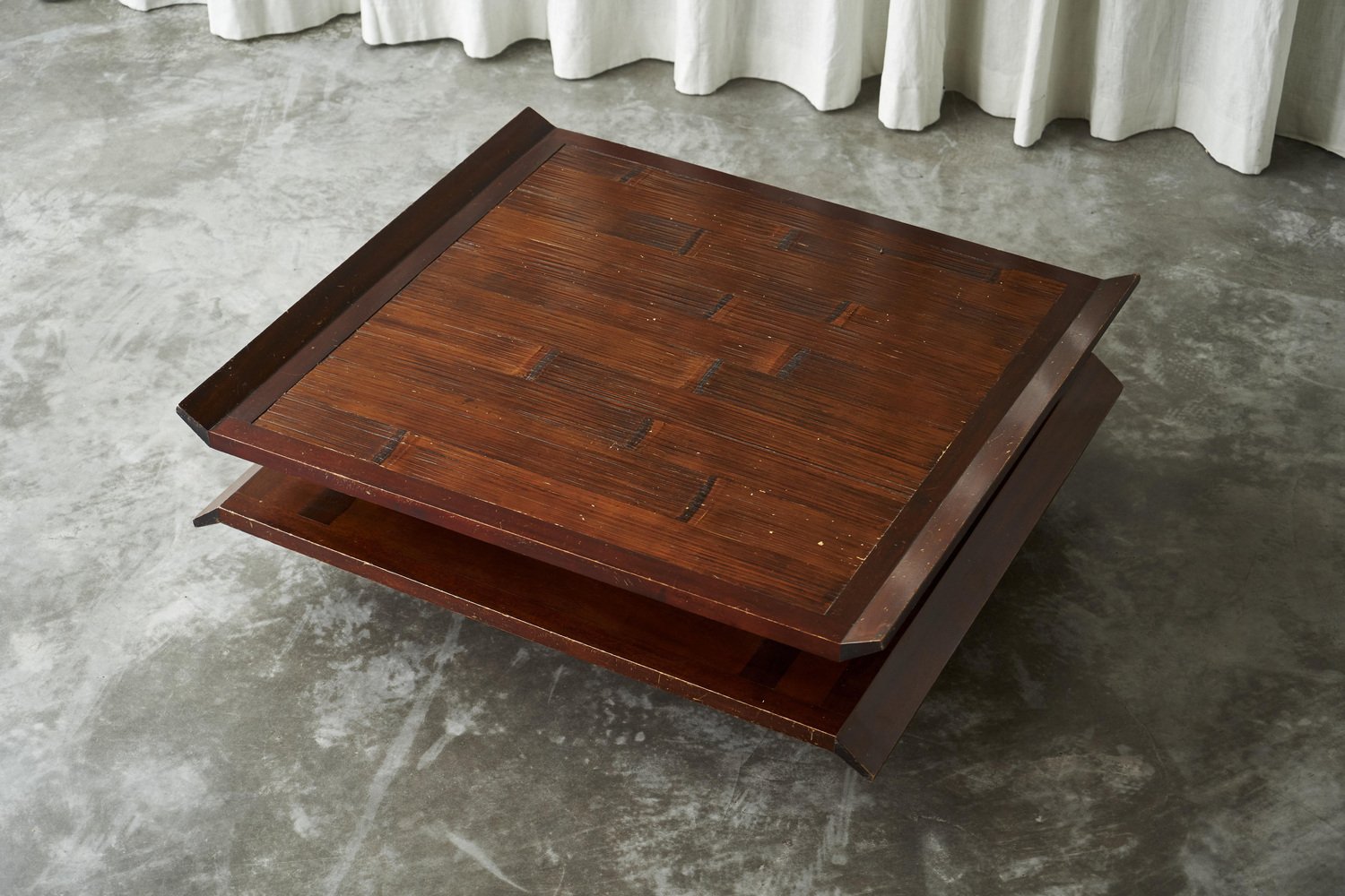 Japanese Pagoda Style Two-Tiered Coffee Table in Wood and Bamboo, 1960s ...