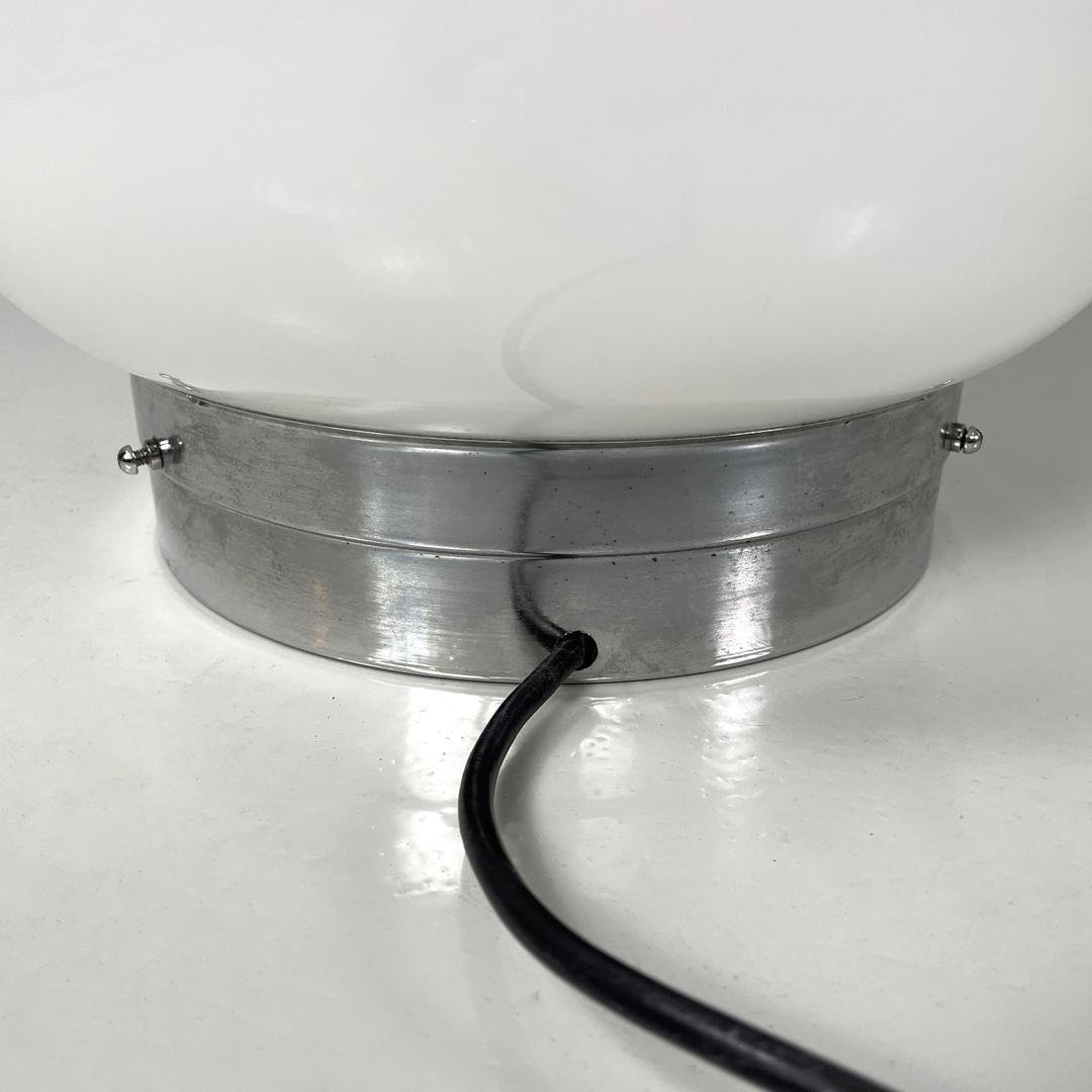 Italian Modern Round Table Lamp with Curved Profiles Metal and White ...