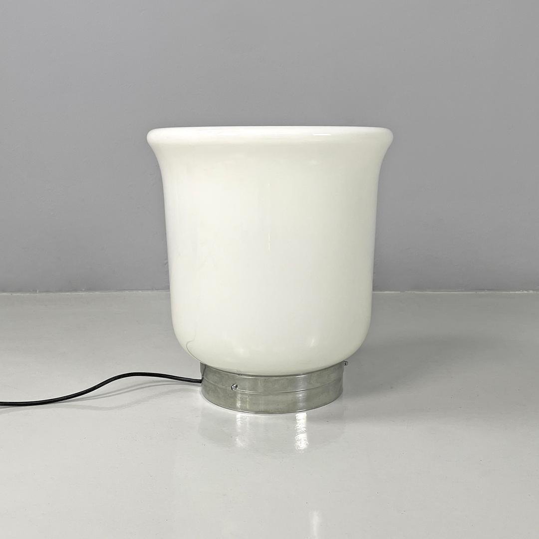 Italian Modern Round Table Lamp with Curved Profiles Metal and White ...