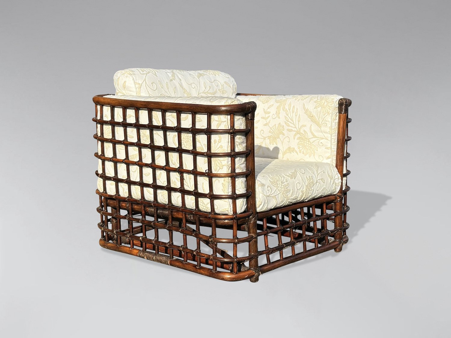Rattan and Bamboo Cube Chair by Henry Olko, 1970s for sale at Pamono