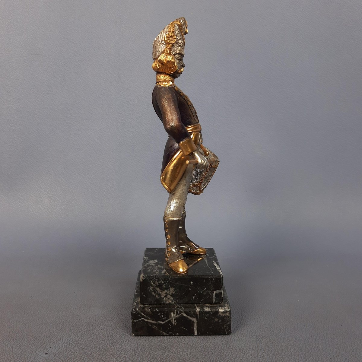 Silver Gilded Brass Drummer 1510 Statue, France, 1980s for sale at Pamono