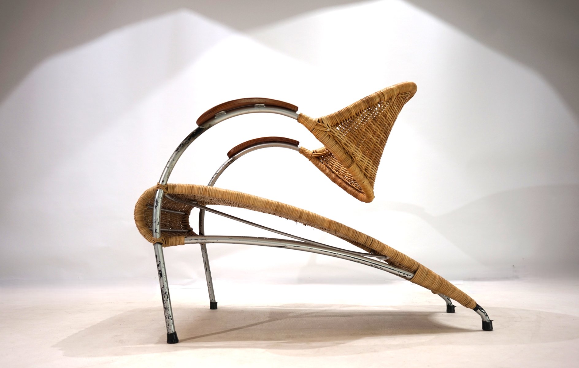 Rattan Streamline Lounge Chair, 1970 for sale at Pamono