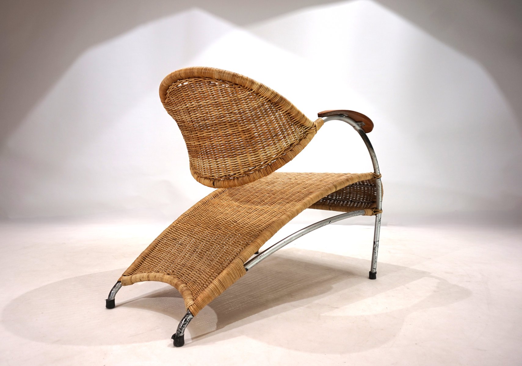 Rattan Streamline Lounge Chair, 1970 for sale at Pamono
