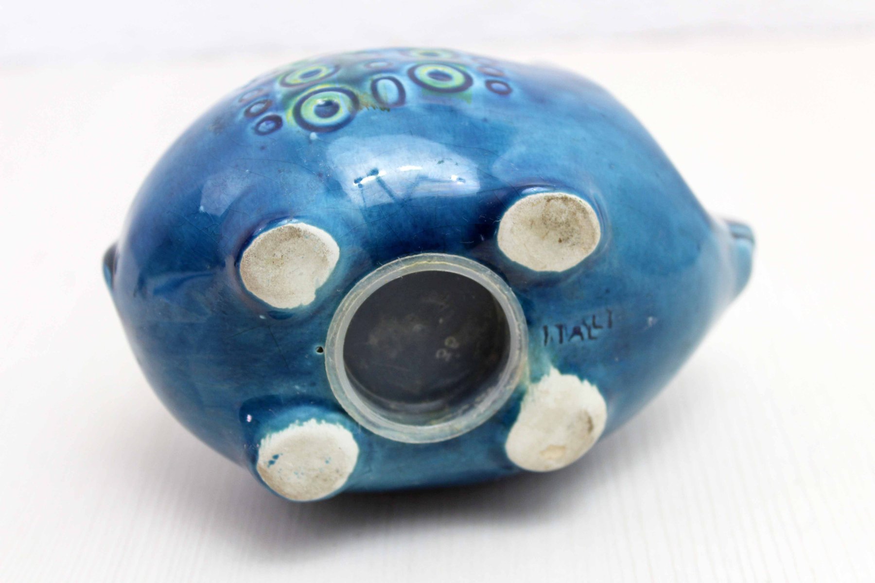 Zoomorphic Ceramic Pig Piggy Bank in Blue by Bitossi for Rimini ...